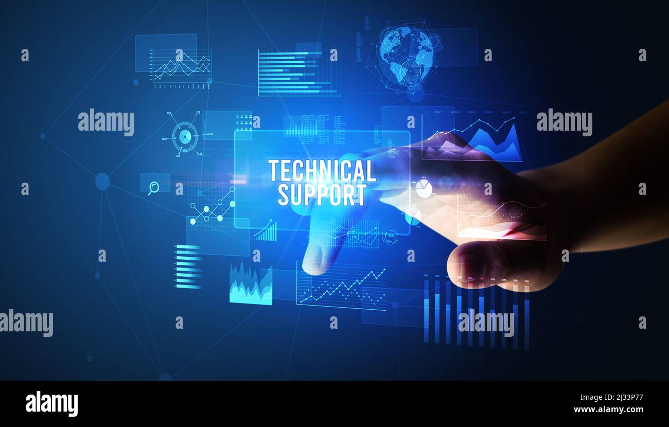 hand touching digital button, modern technology concept Stock Photo - Alamy
