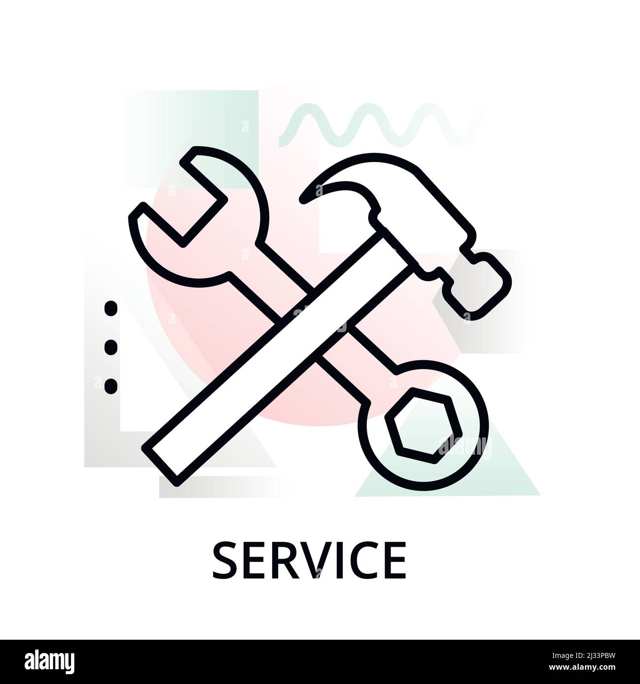 Modern editable line vector illustration, service icon on abstract ...