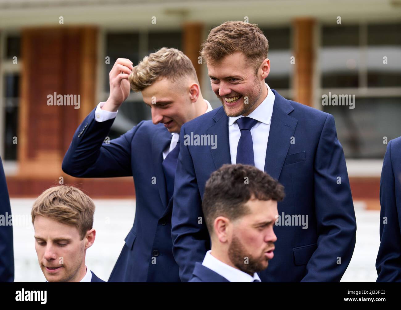 Middlesex's Tom Helm, (right) has a laugh during a photocall at Lord's ...