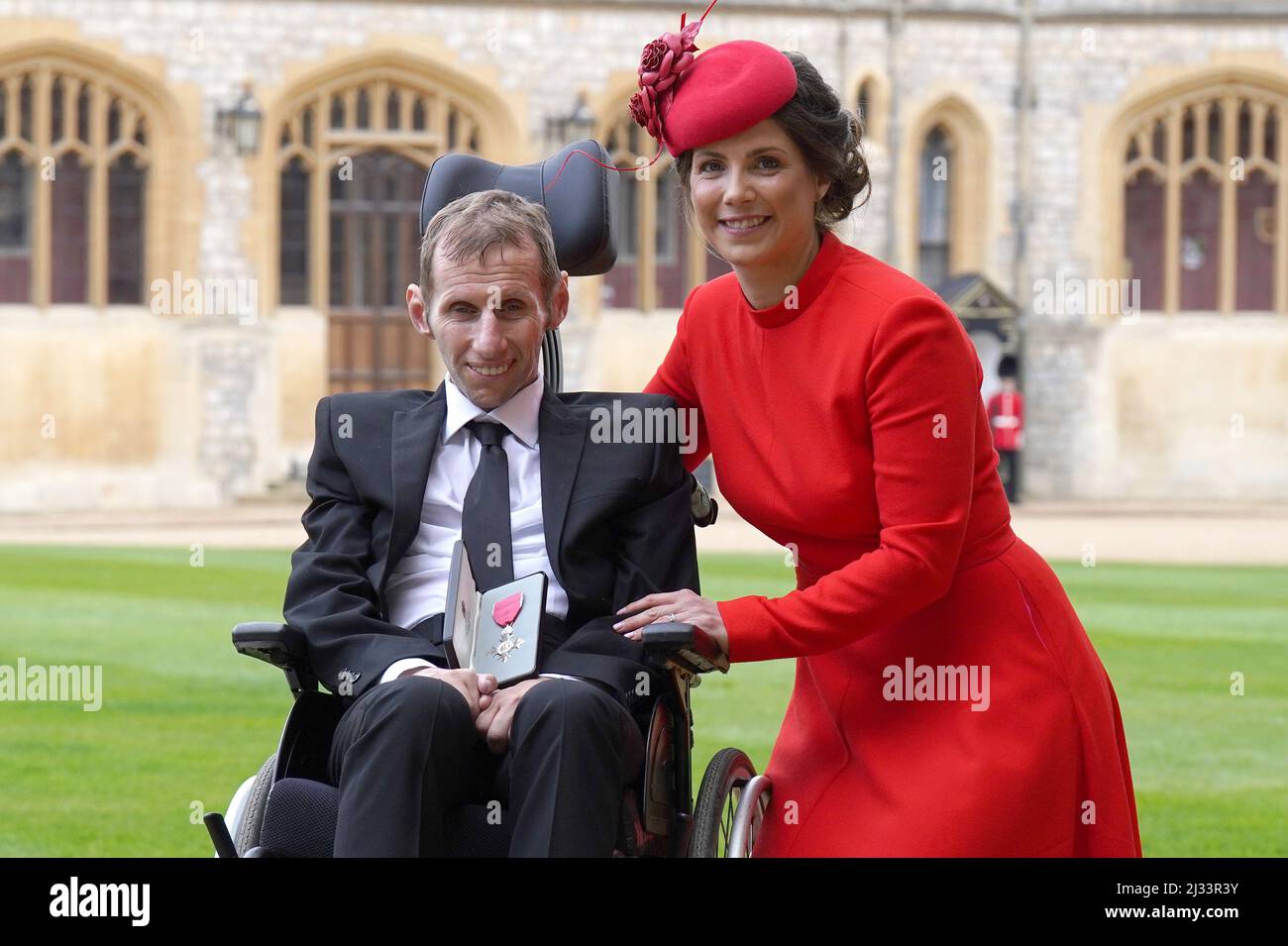 Robert Burrow with his wife Lindsey after he was made an MBE by the ...