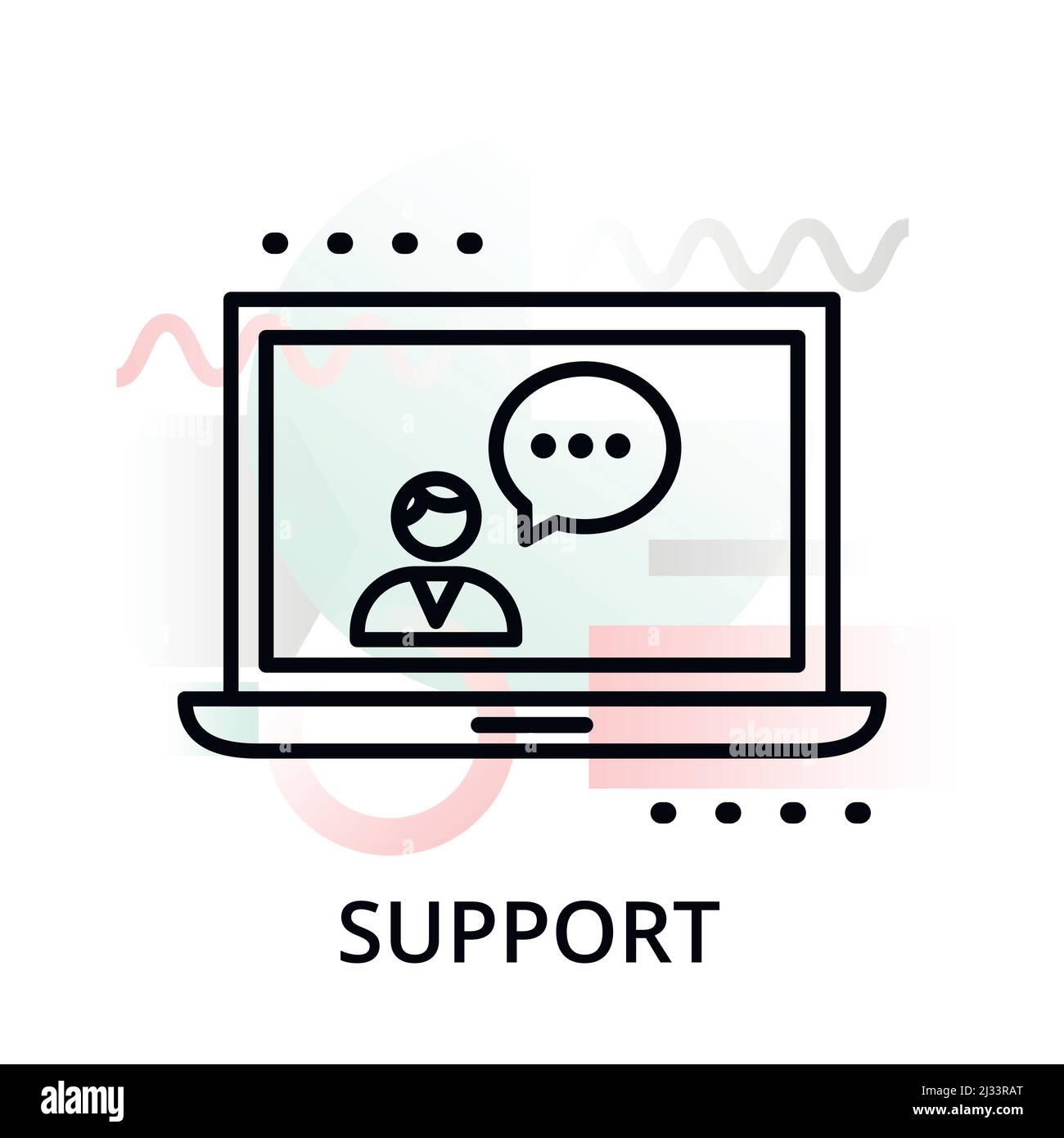 Modern editable line vector illustration, support icon on abstract ...