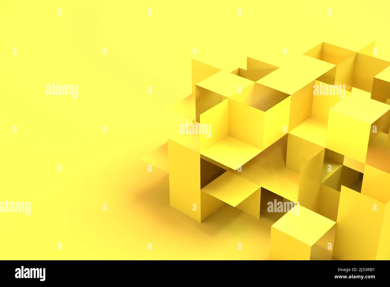 Abstract yellow boxes piled up. Some surfaces removed Stock Photo - Alamy