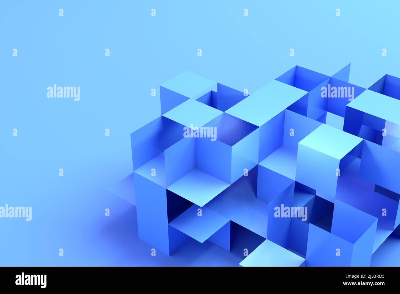 Abstract blue boxes piled up. Some surfaces removed Stock Photo - Alamy