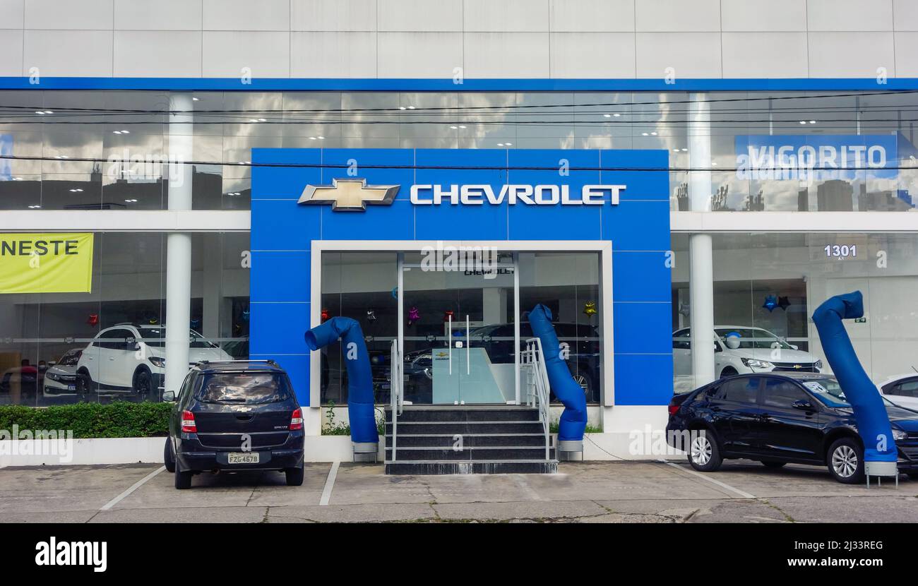 A front view of the Chevrolet car dealership store in Sao Paulo Stock ...