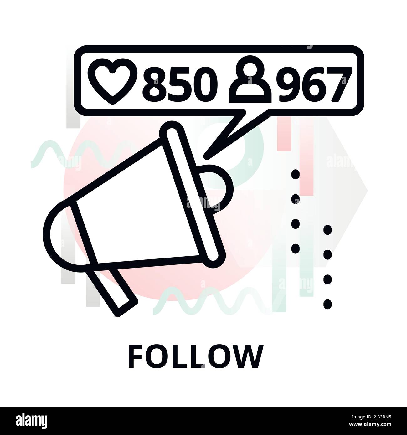 Modern flat thin line design vector illustration, concept of following ...