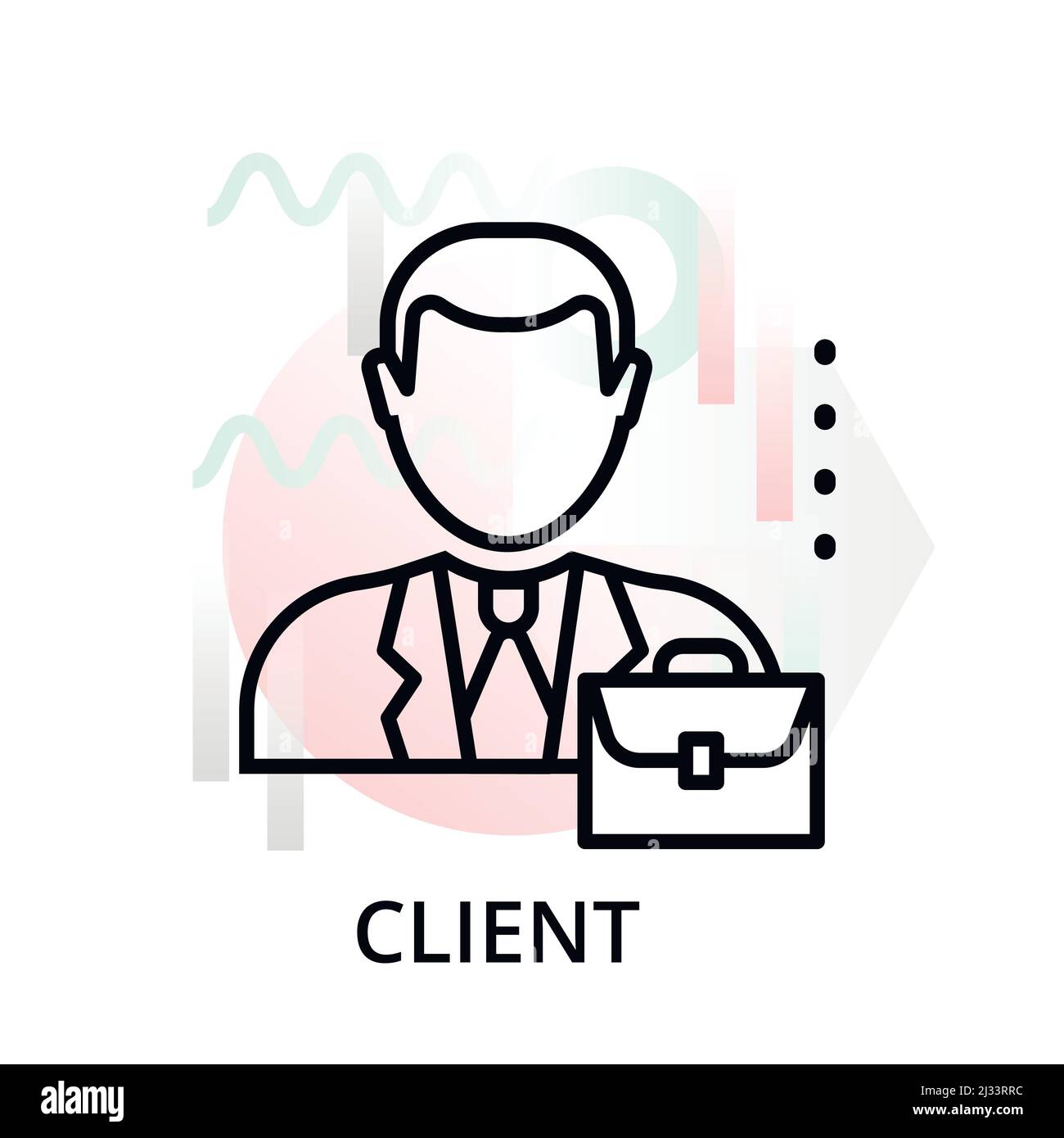 Modern editable line vector illustration, client icon on abstract ...