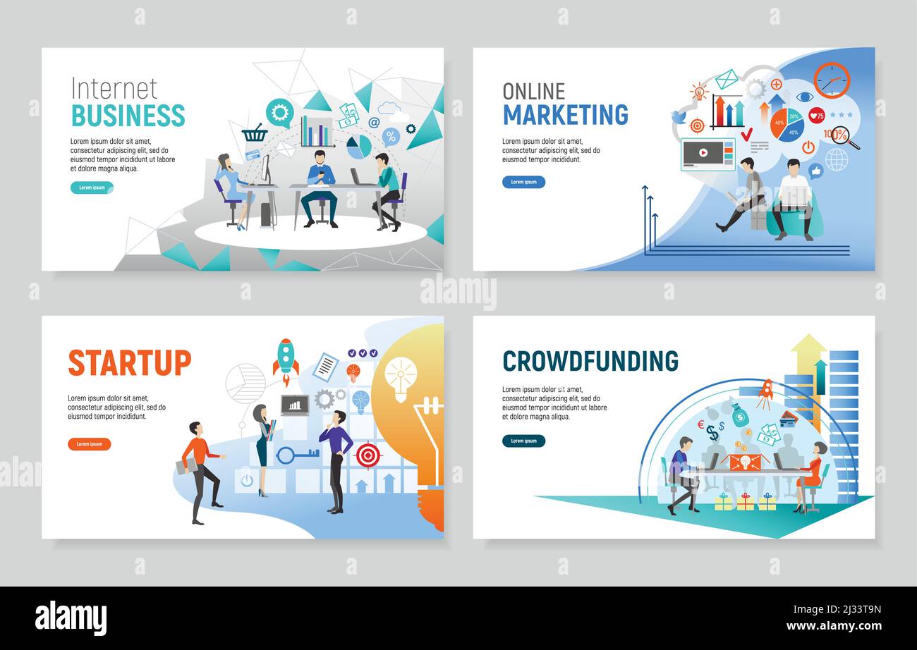 Set of creative website templates for internet business, flat vector ...