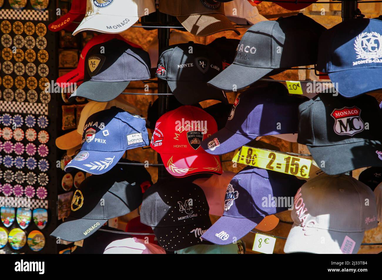 A tourist shop sells Monaco Grand Prix souvenir caps Stock Photo - Alamy