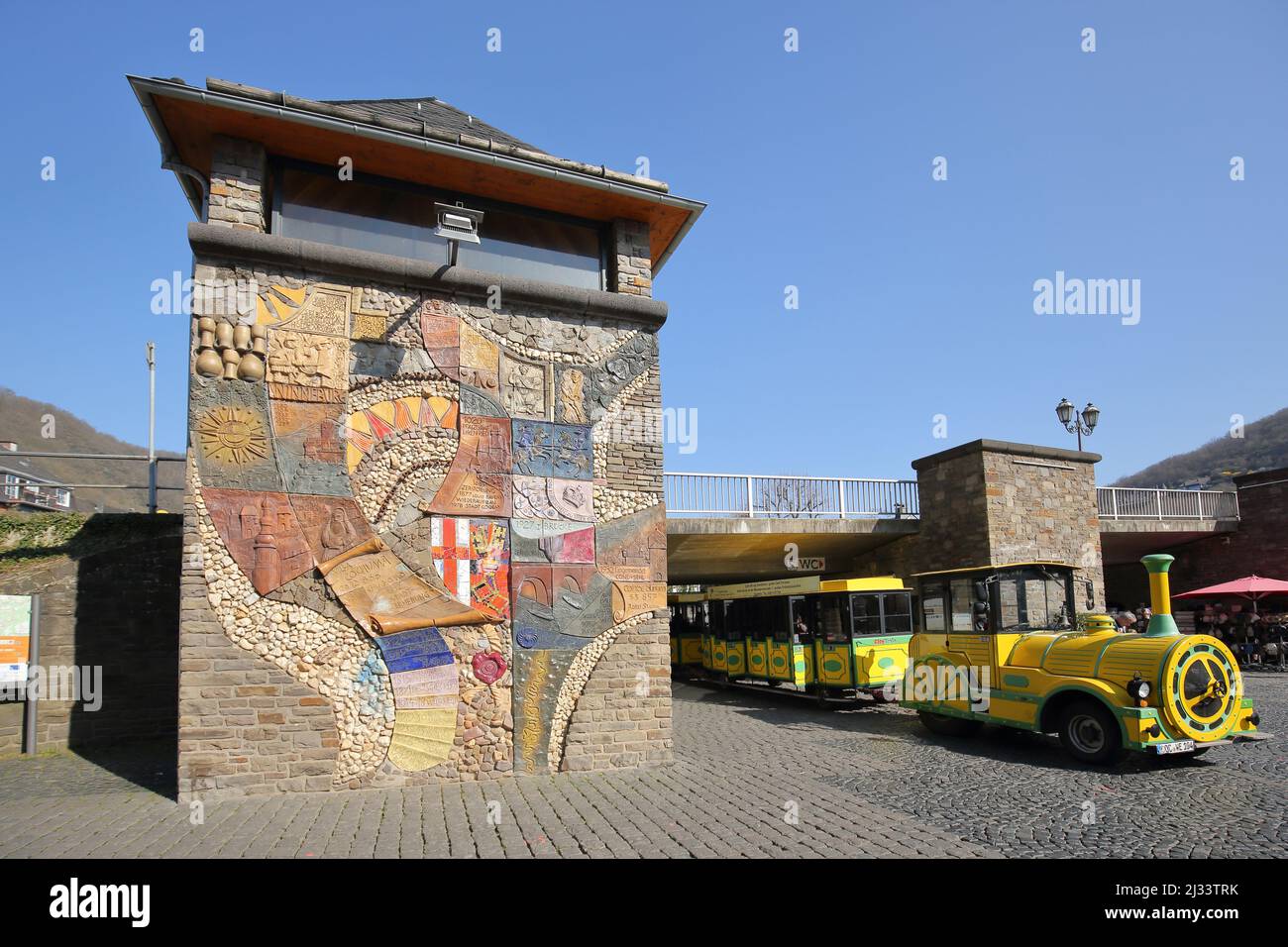 Relief and writings on the history of the city and tourist railway at ...