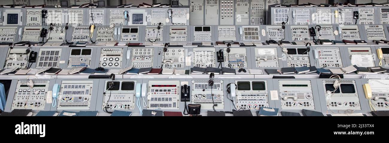 ORLANDO, USA - JULY 25, 2011: Apollo 1960s mission control equipment on ...