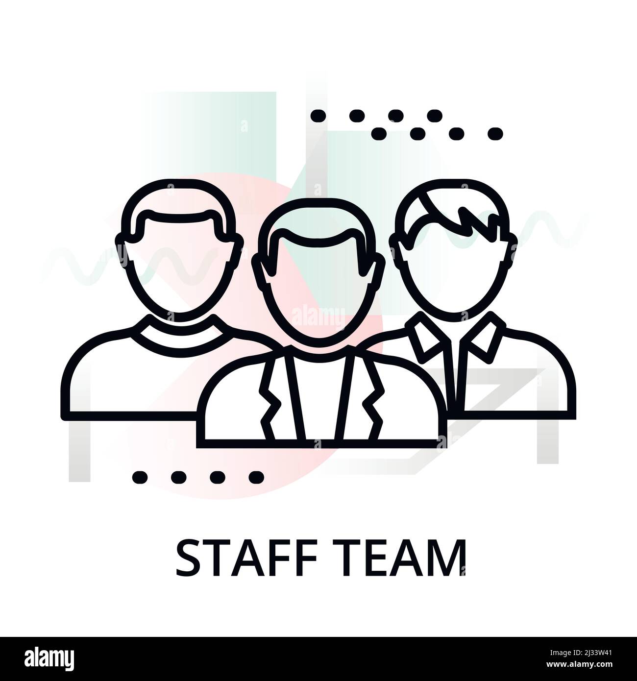 Modern editable line vector illustration, staff team icon on abstract ...