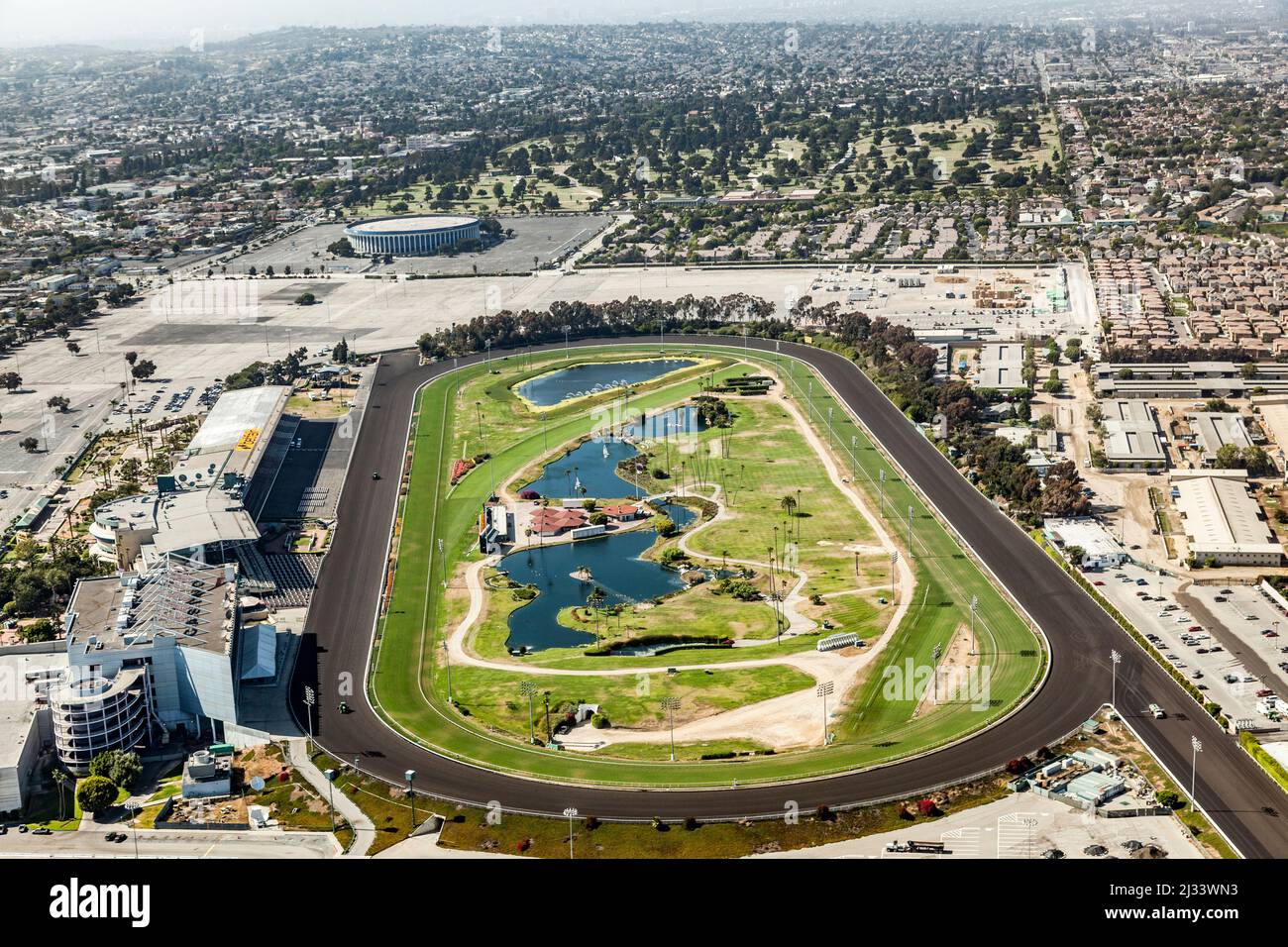 LOS ANGELES, USA - JUNE 9, 2012: aerial of the Hollywood Park with ...