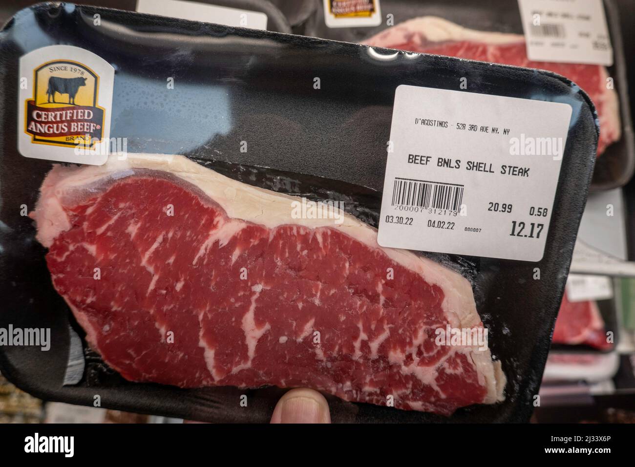 Packages of beef cuts on Sale in a New York City D'Agostinos ...
