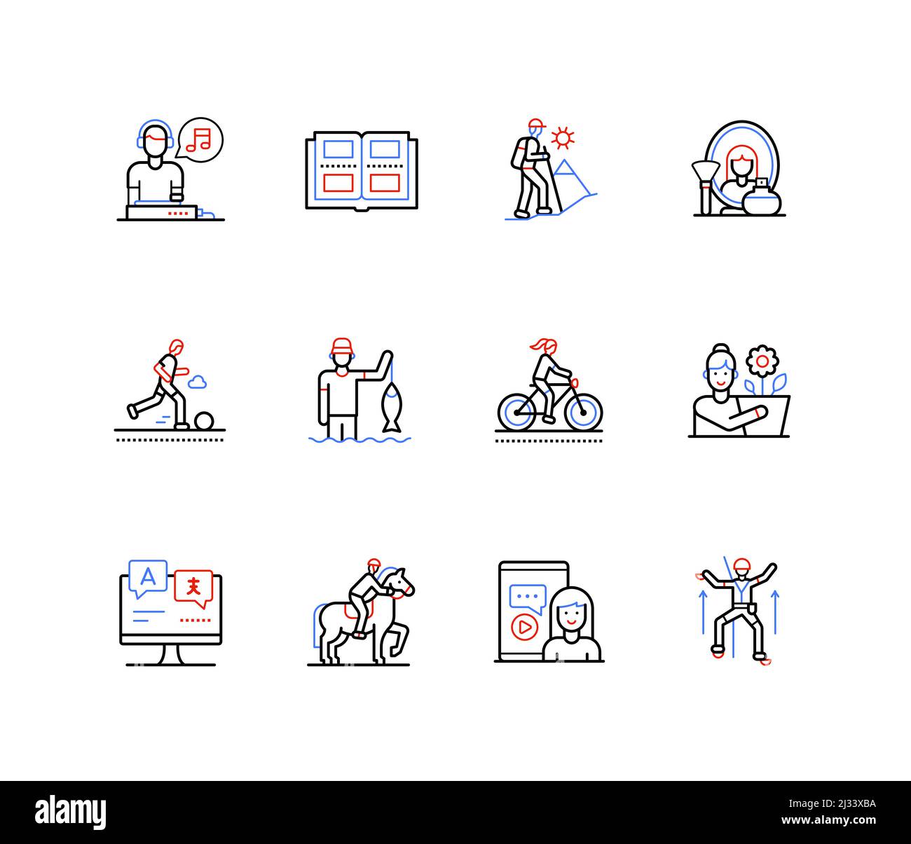 Active recreation and sports - line design style icons Stock Vector ...