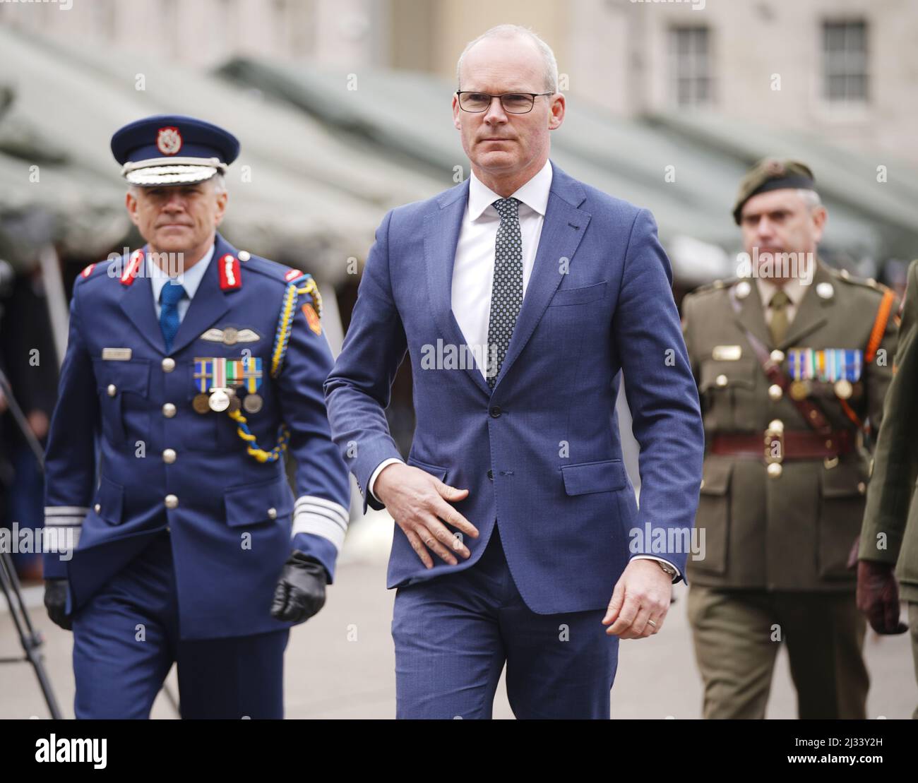 The Minister for Defence, Simon Coveney (centre) and the Defence Forces ...
