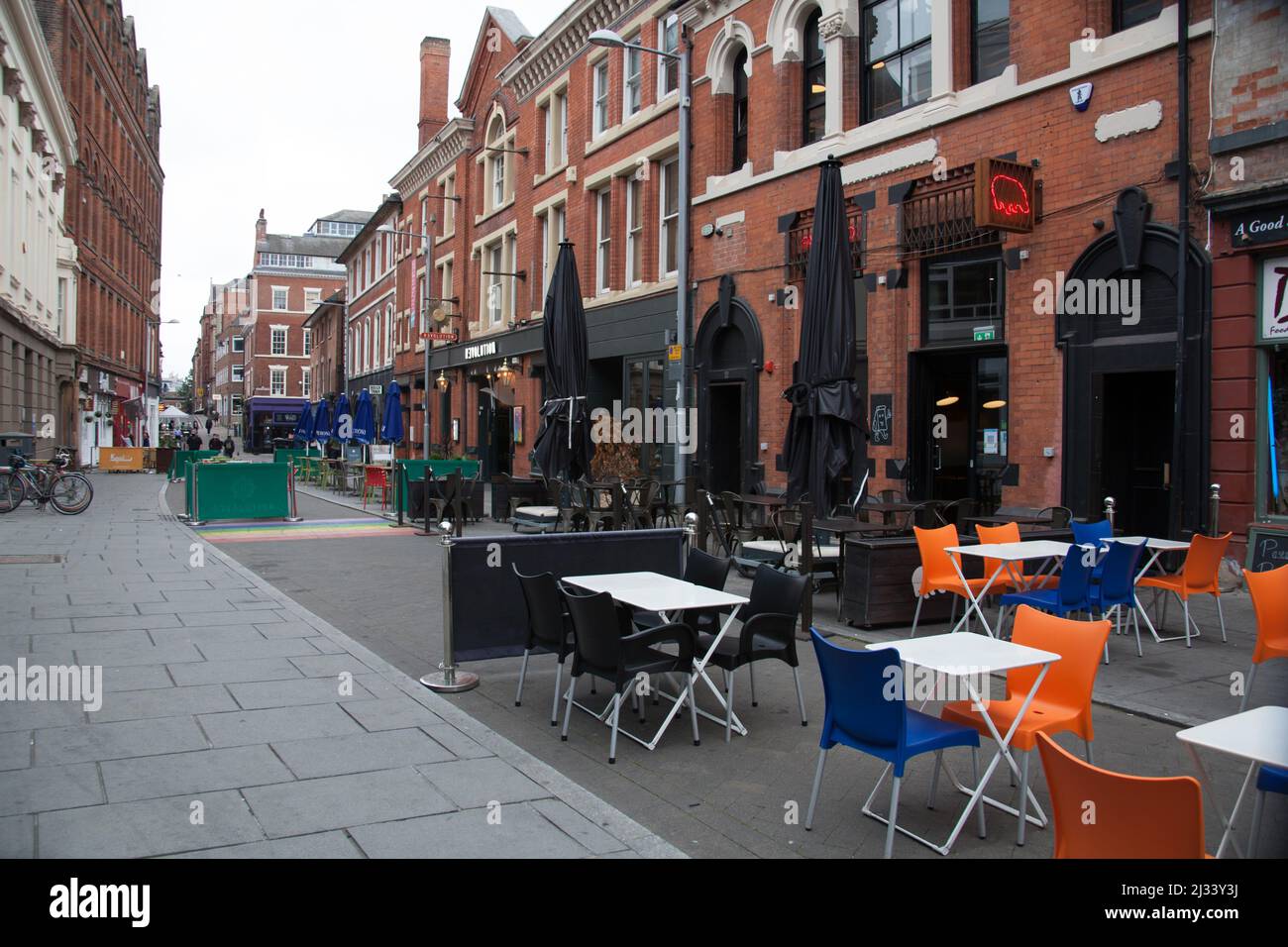 Restaurants on Broad Street in Nottingham in the UK Stock Photo - Alamy