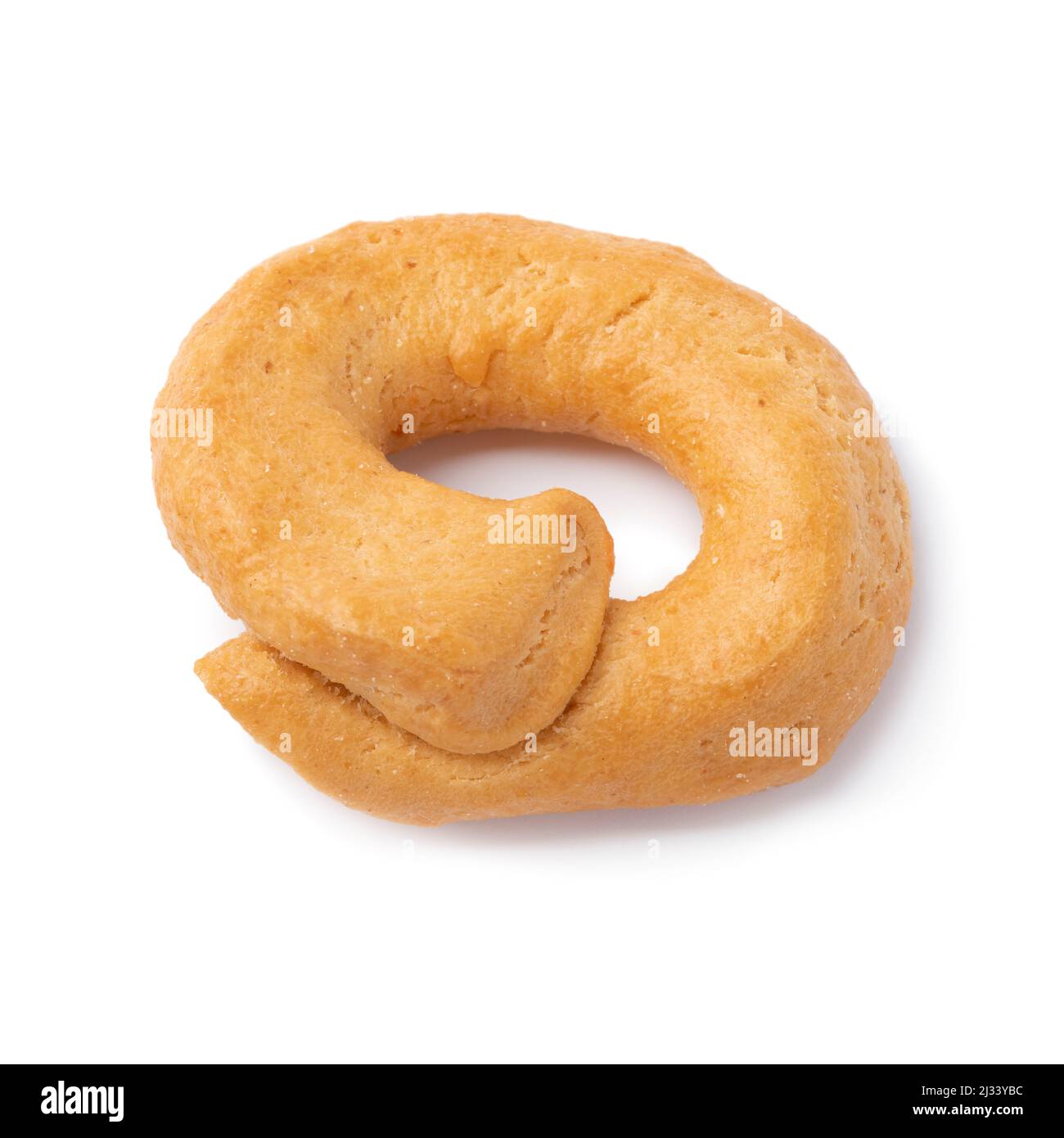 Single fresh traditional Italian Tarallini close up isolated on white ...