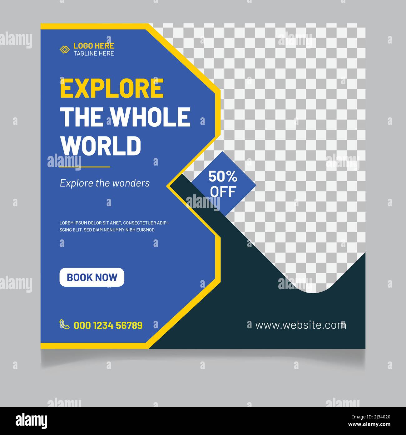 Traveling social media post banner template design, Tour travel holiday ...