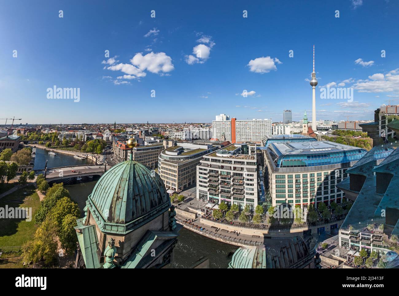 BERLIN, GERMANY - MAY 2, 2016: aerial wide-angle view of Berlin skyline ...