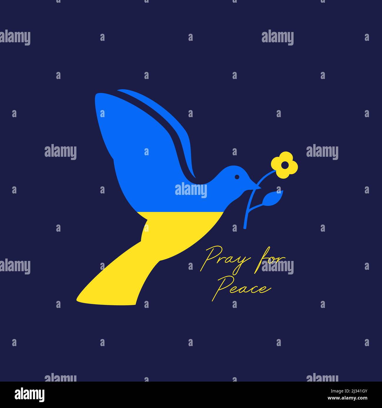 Pray for Peace Illustration. Ukrainian flag in a Dove Bird peace symbol ...