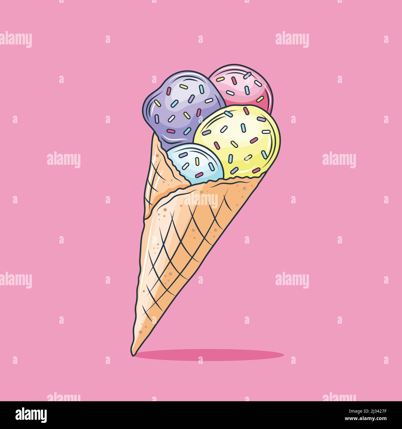 Ice cream in bright cartoon style. Icecream vector in nice colors ...
