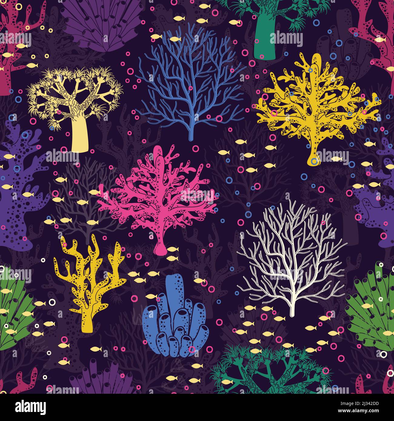 Underwater seamless pattern. Sea and fish, ocean and nature, water ...