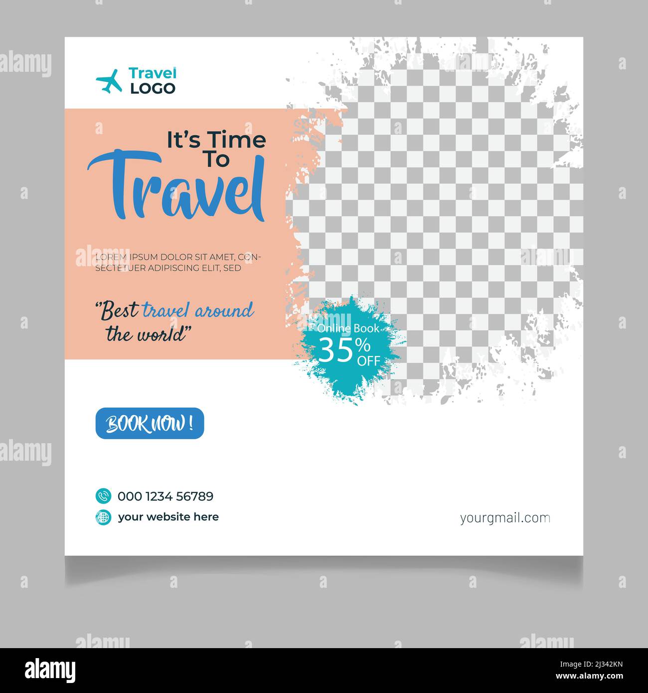 Traveling social media post banner template design, Tour travel holiday ...