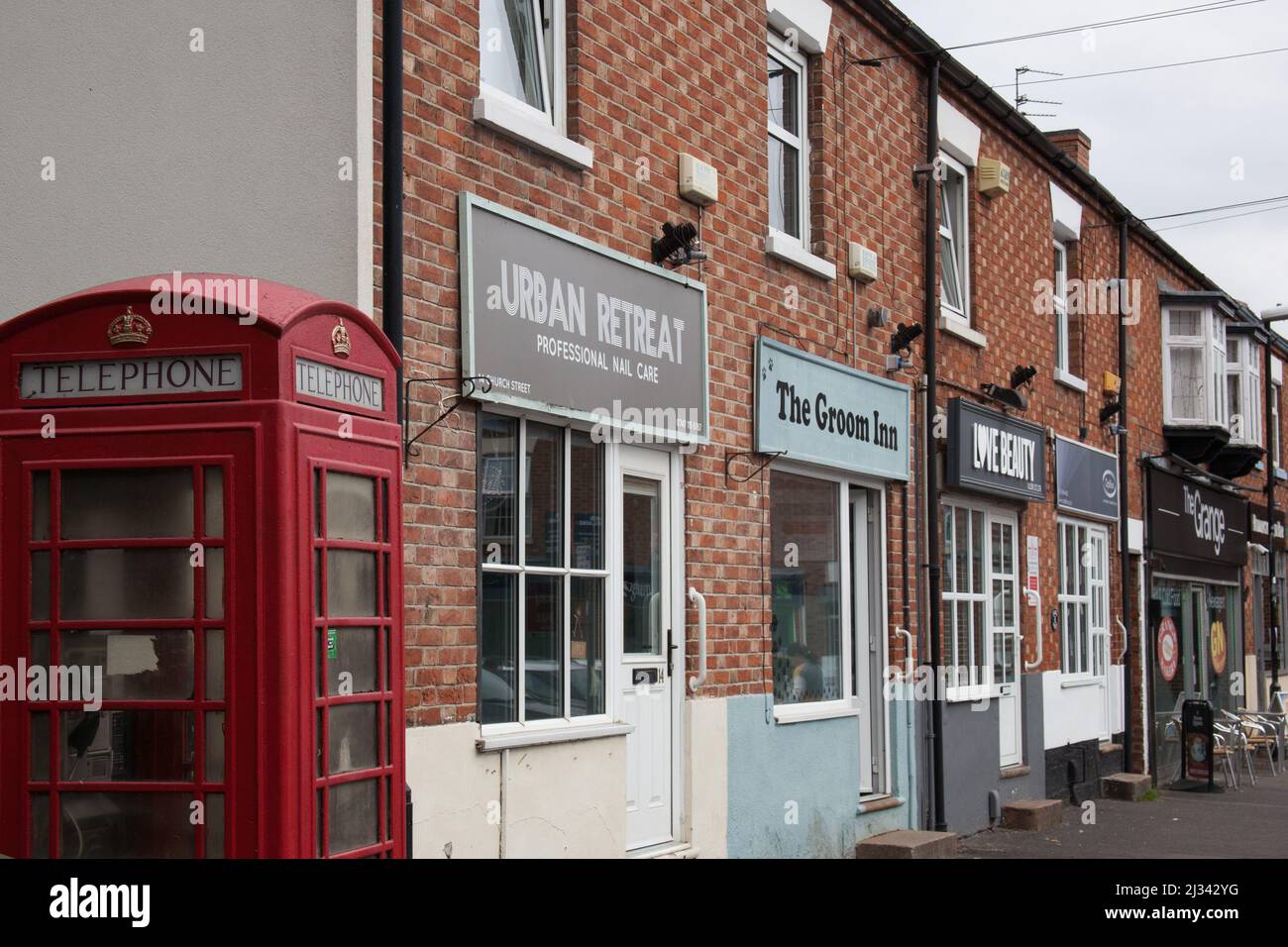 Cafes and shops in Ruddington, Nottinghamshire in the UK Stock Photo ...