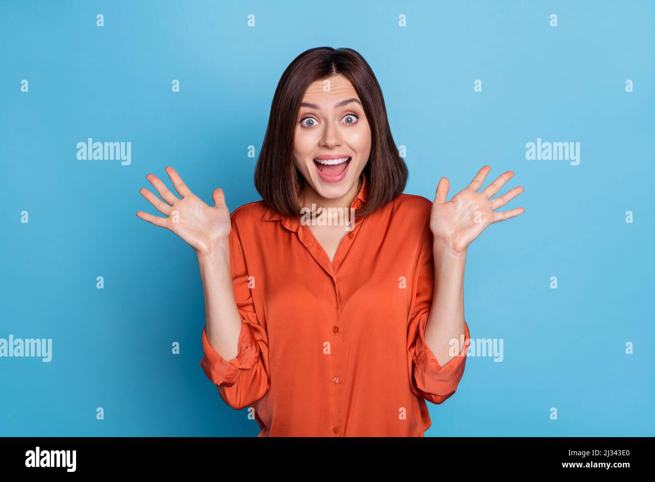 Photo of young excited lovely girl face reaction cool discount ...