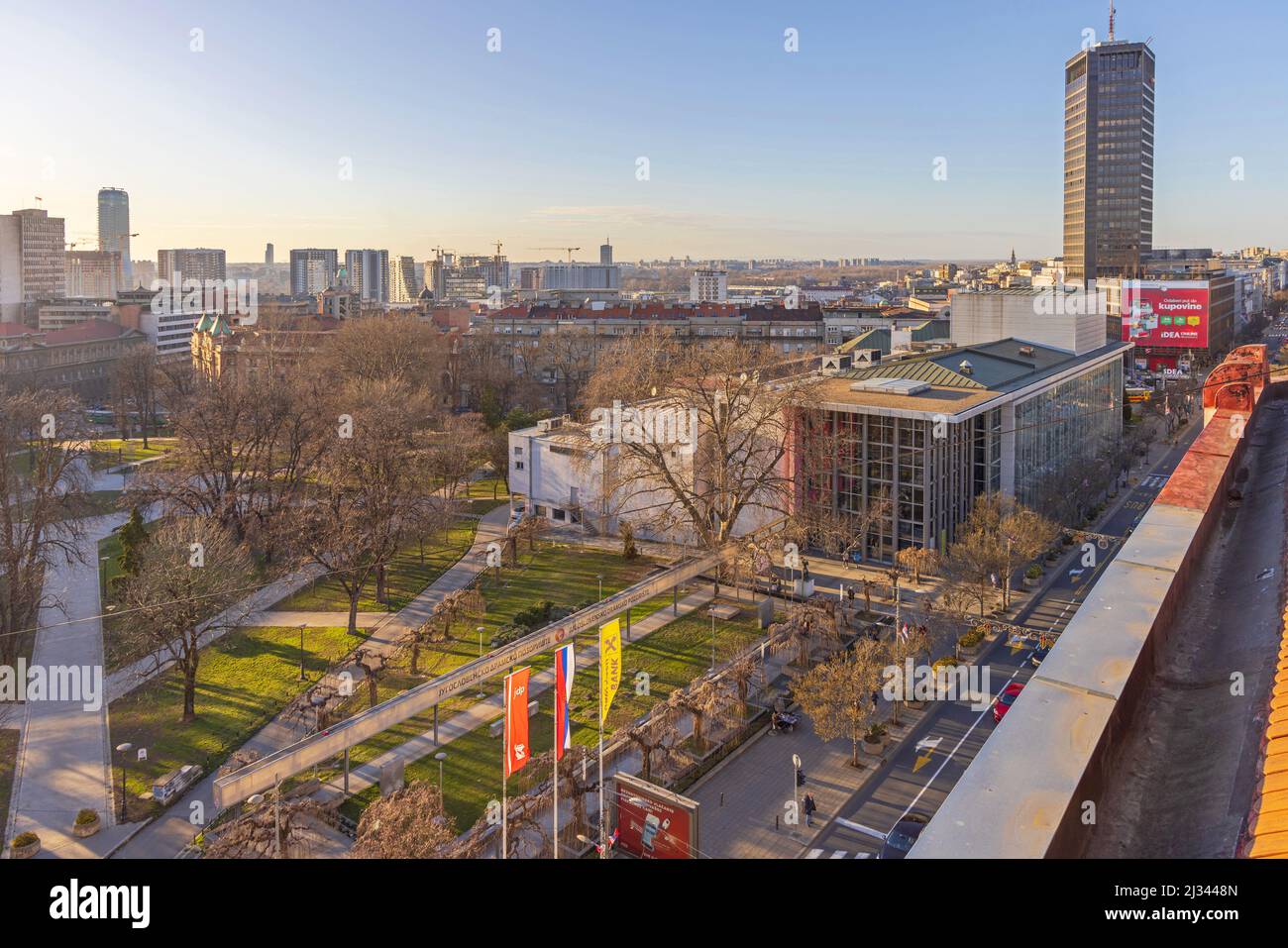 Belgrade, Serbia - February 18, 2022: Aerial View of Park Manjez and ...