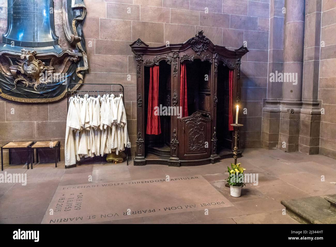 WORMS, GERMANY - MAY 15, 2017: dress of catechumen teenagers hanging in ...