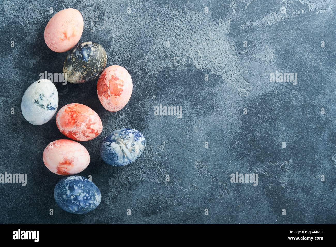 Easter eggs. Dyed Easter eggs with marble stone effect ref and blue ...
