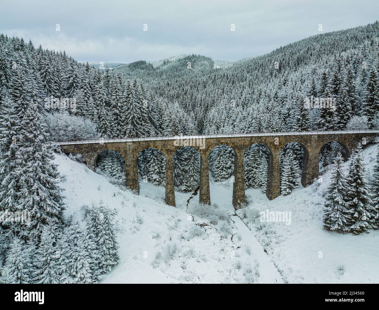 Aerial view of Chmarossky viaduct in Telgart village in Slovakia Stock ...