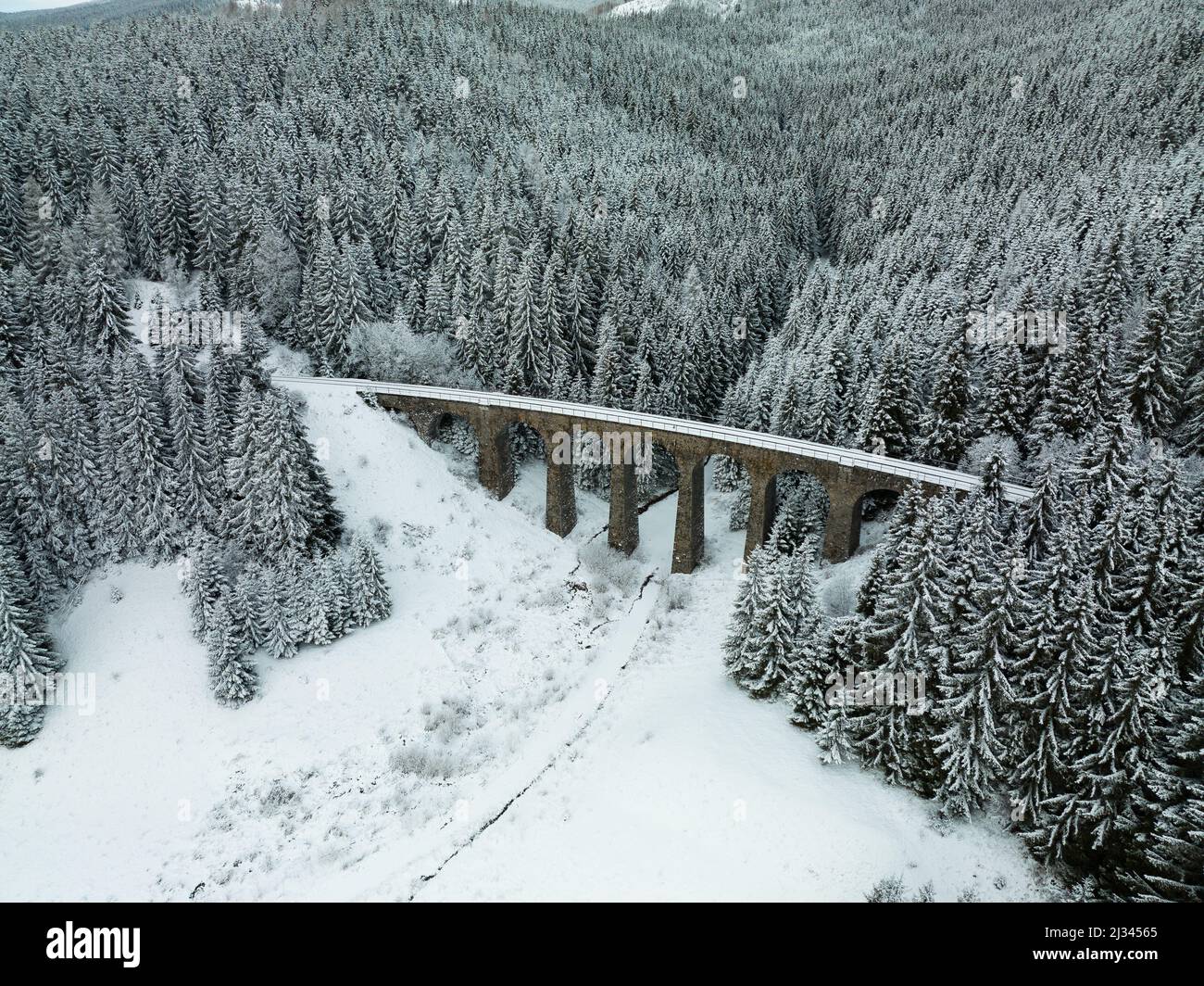 Aerial view of Chmarossky viaduct in Telgart village in Slovakia Stock ...