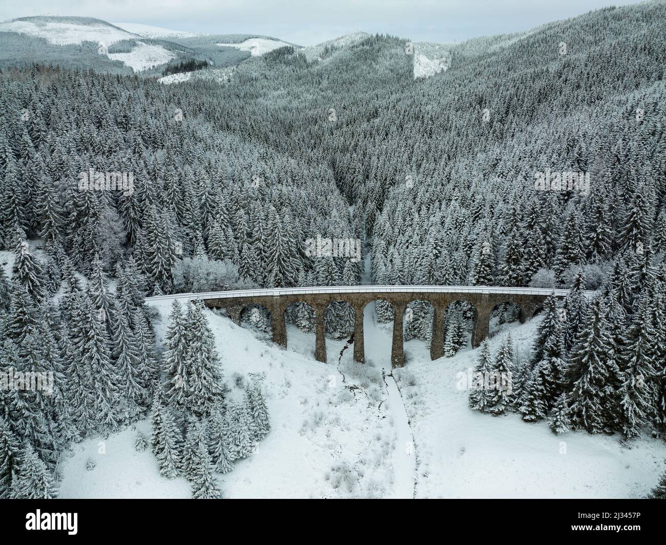 Aerial view of Chmarossky viaduct in Telgart village in Slovakia Stock ...