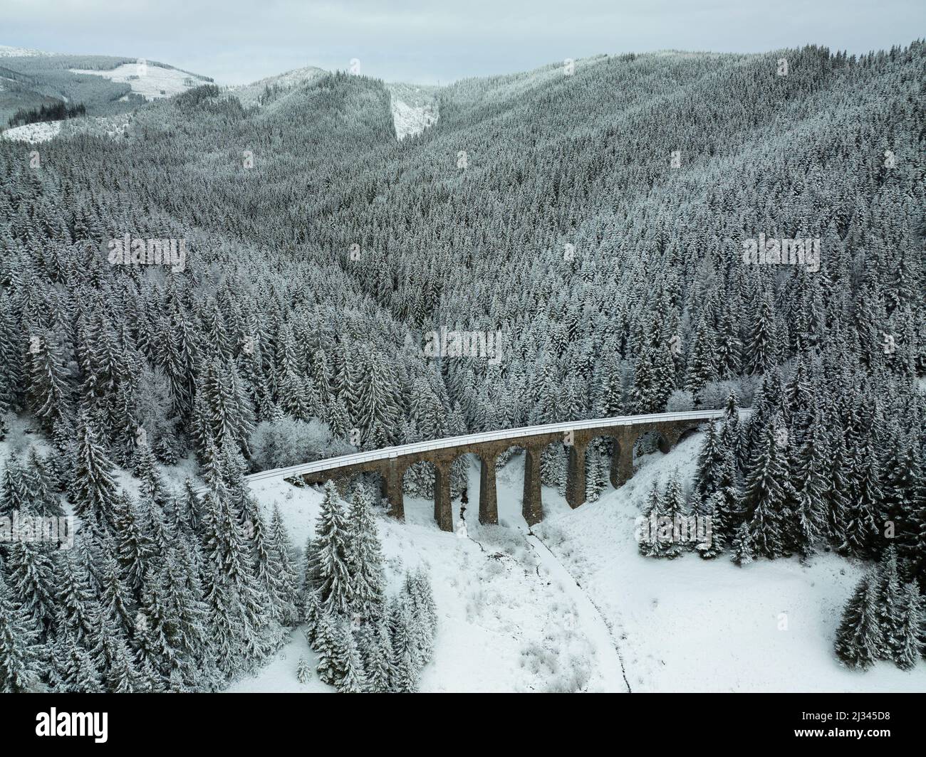 Aerial view of Chmarossky viaduct in Telgart village in Slovakia Stock ...