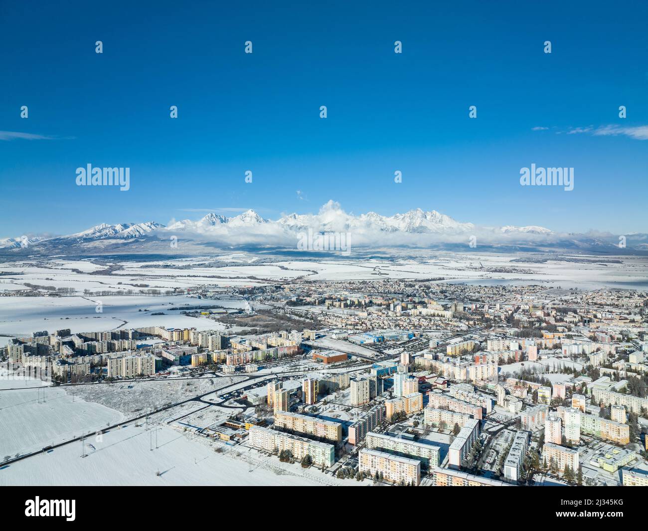 Aerial view of Poprad and High Tatras in Slovakia Stock Photo - Alamy