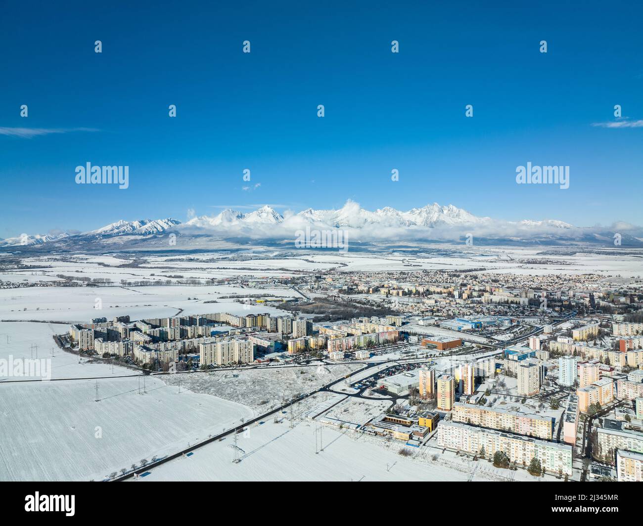 Aerial view of Poprad and High Tatras in Slovakia Stock Photo - Alamy