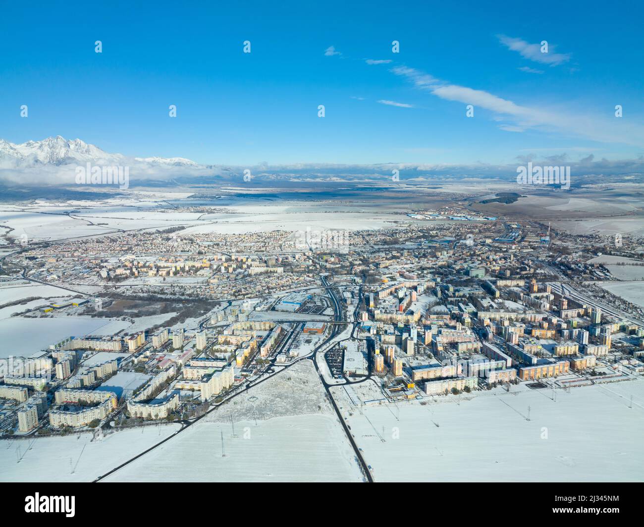Aerial view of Poprad and High Tatras in Slovakia Stock Photo - Alamy