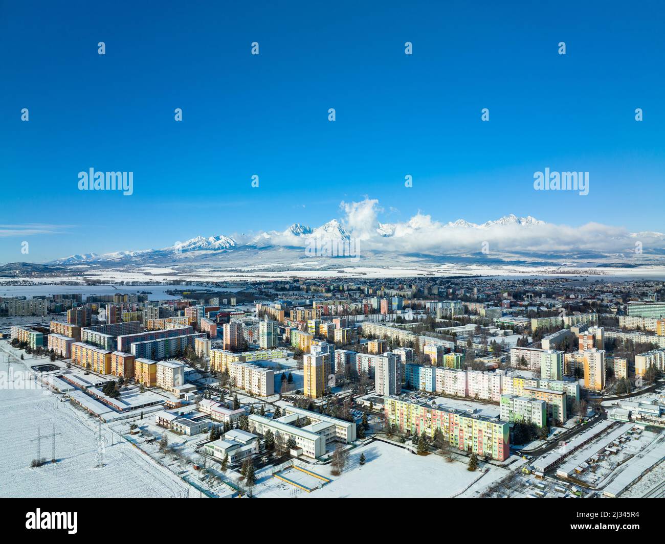 Aerial view of Poprad and High Tatras in Slovakia Stock Photo - Alamy