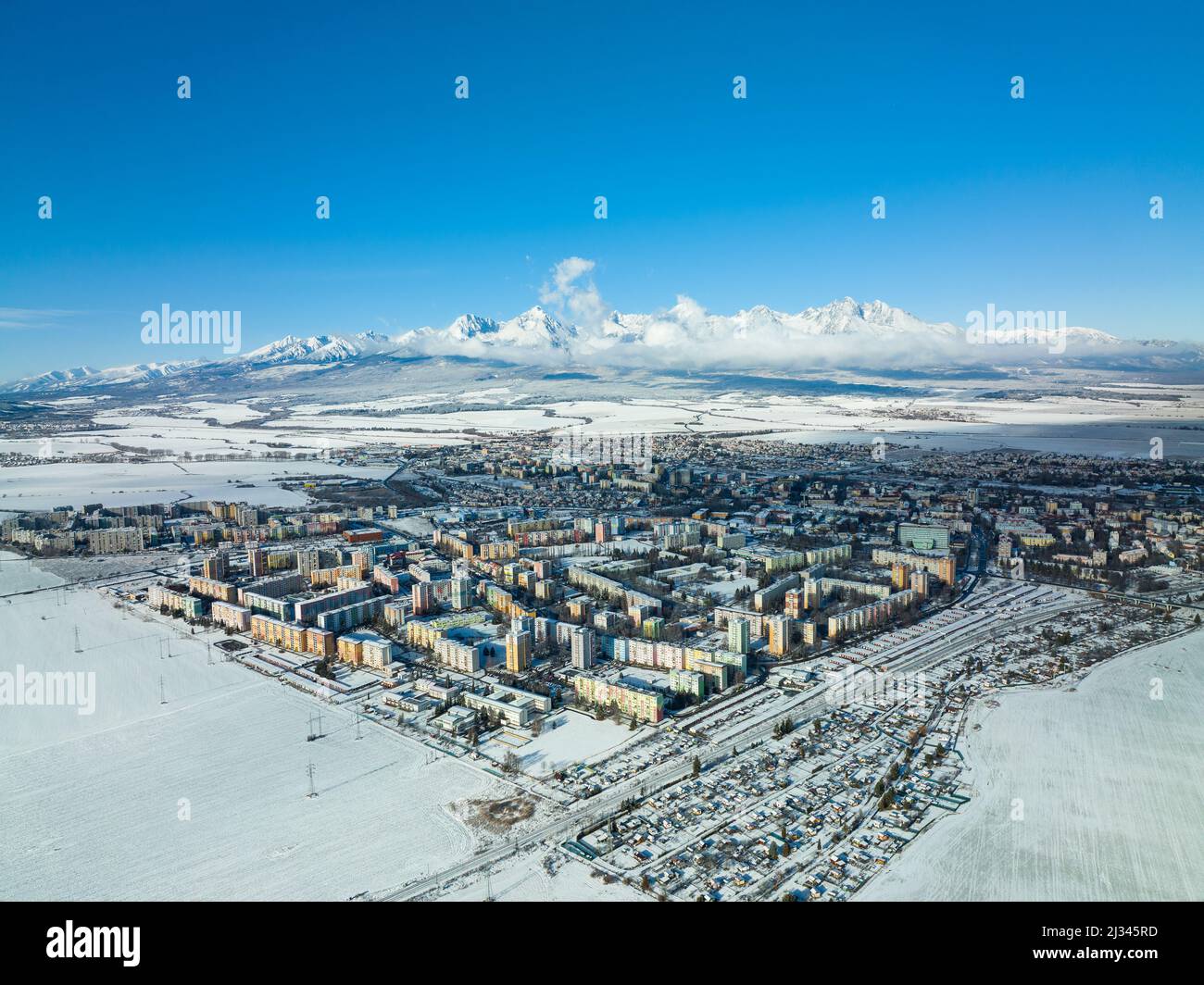 Aerial view of Poprad and High Tatras in Slovakia Stock Photo - Alamy