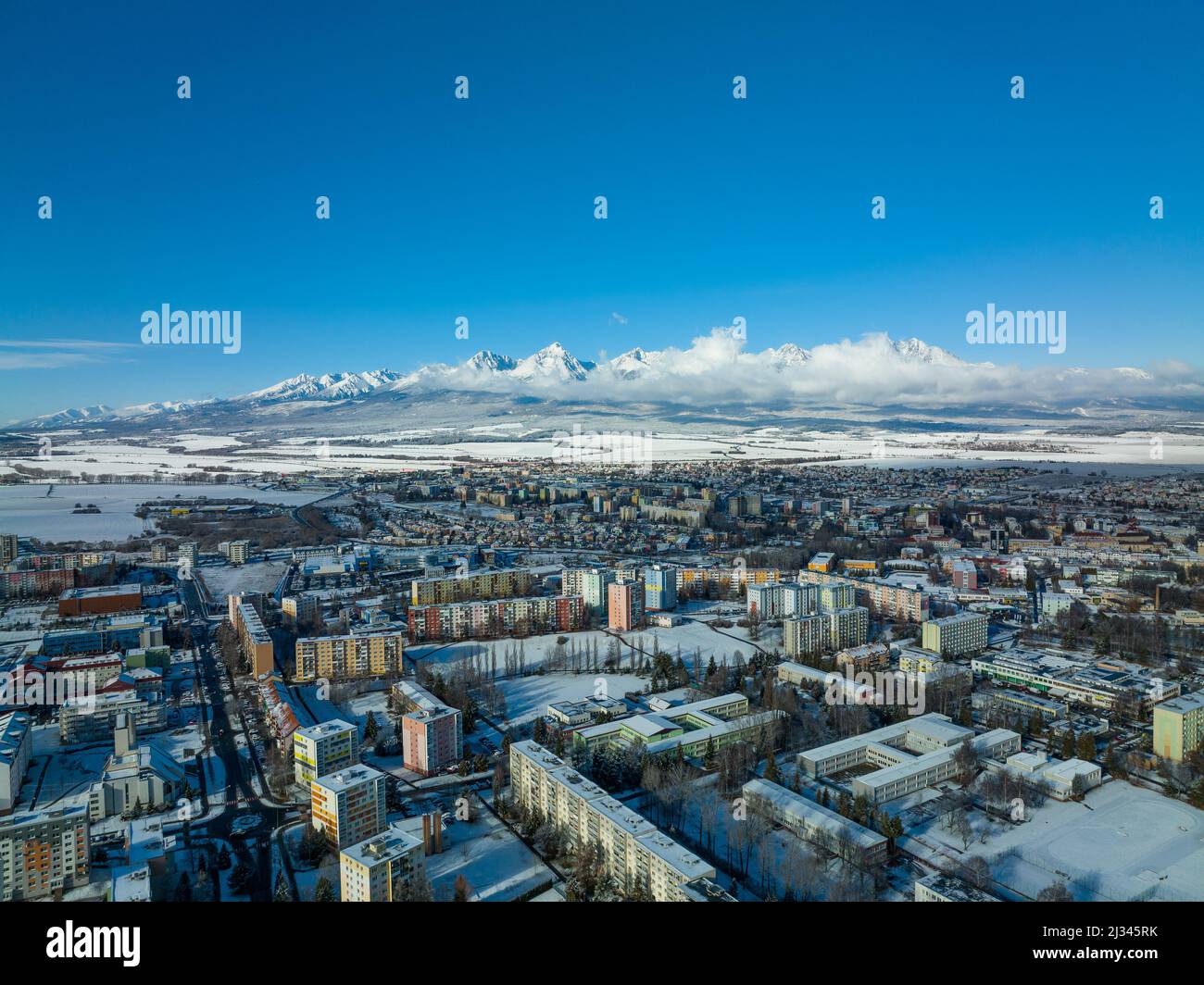 Aerial view of Poprad and High Tatras in Slovakia Stock Photo - Alamy