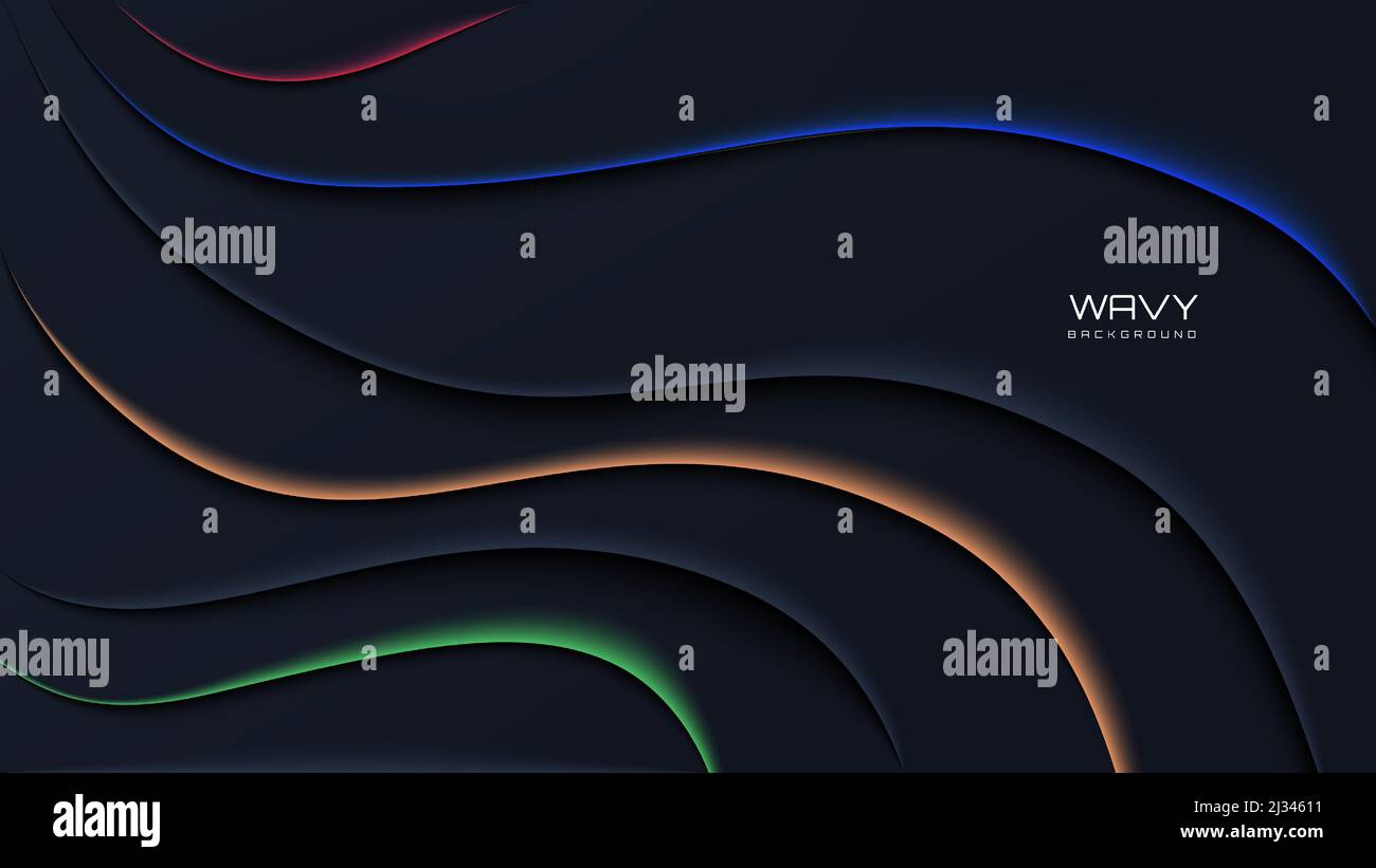 Dynamic wavy black abstract background color light Stock Vector Image ...