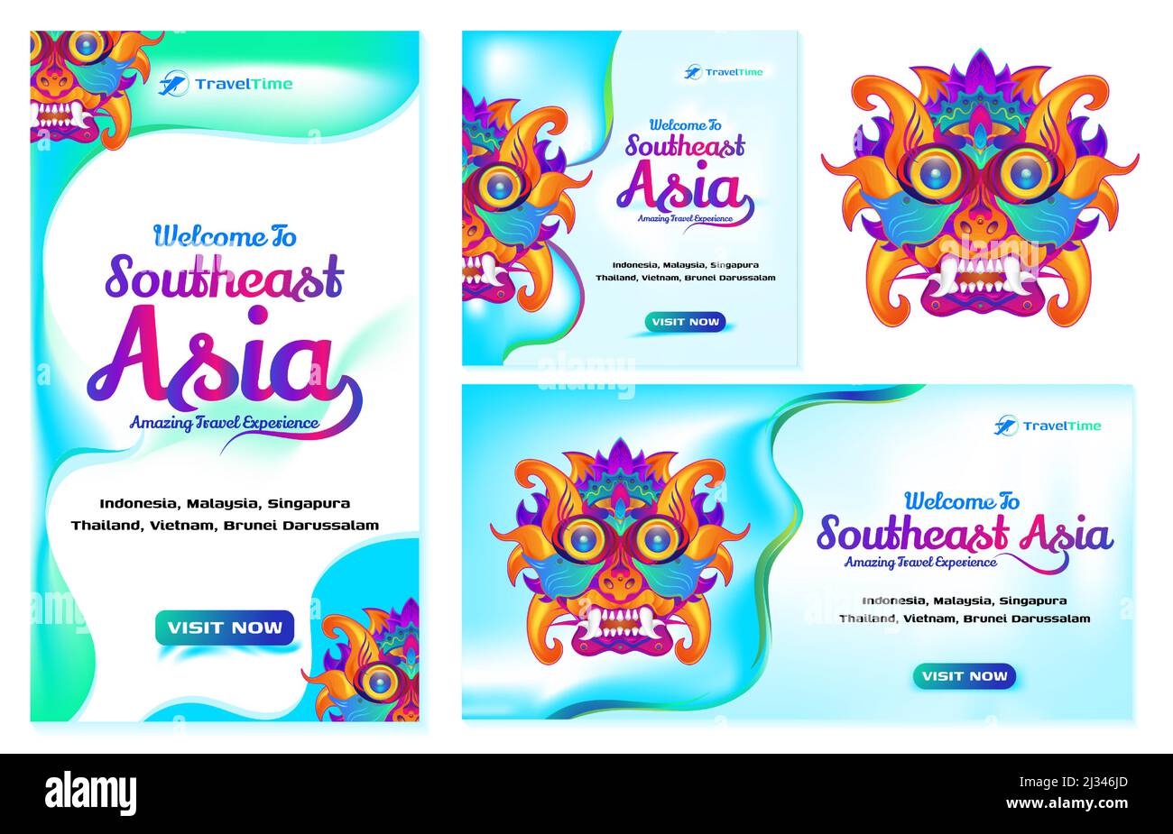 world travel day visit asia banner template. Vector illustration of ...