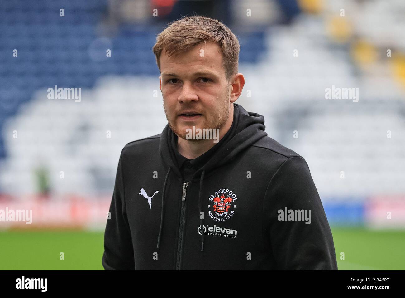 Preston, UK. 05th Apr, 2022. Jordan Thorniley #34 of Blackpool arrives ...
