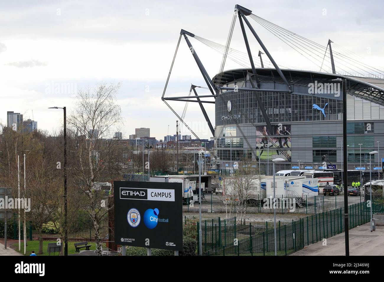 Signage outside the Etihad stadium Stock Photo - Alamy