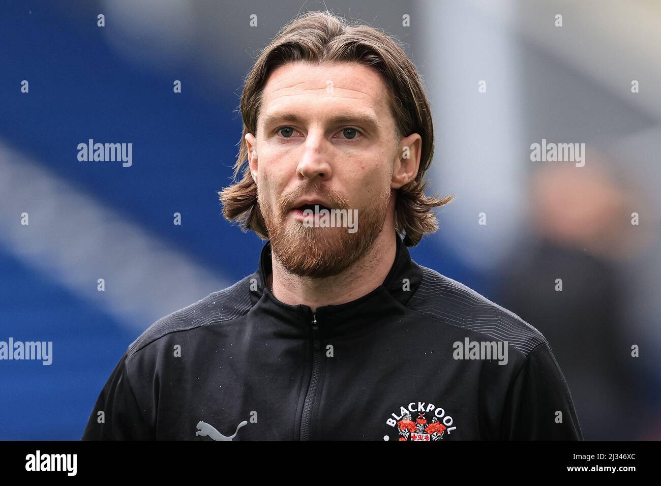 James Husband #3 of Blackpool arrives at Deepdale Stock Photo - Alamy