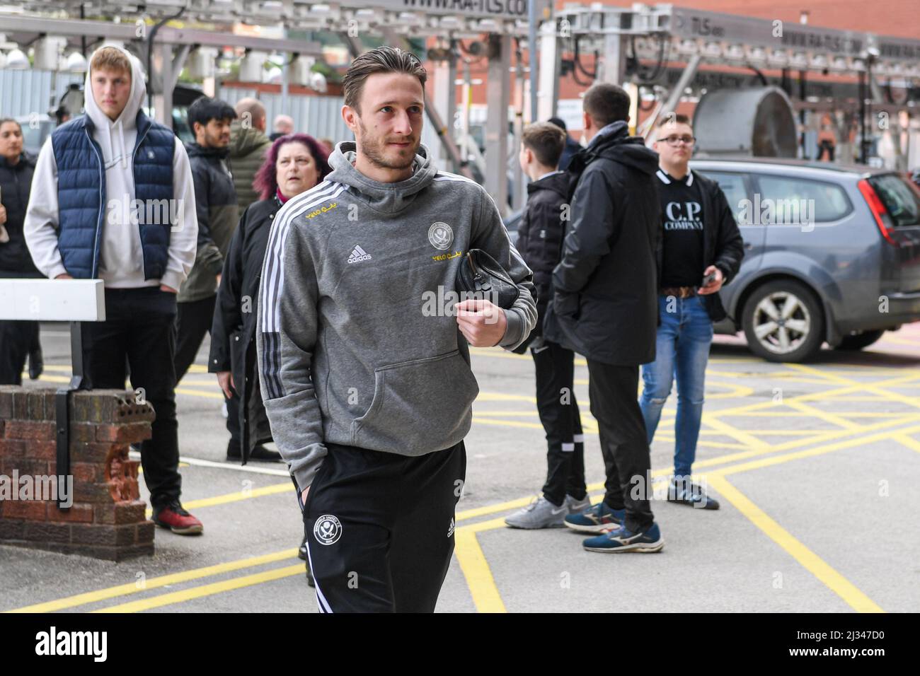 Ben Davies #22 of Sheffield United arrives at Bramall Lane for the game ...