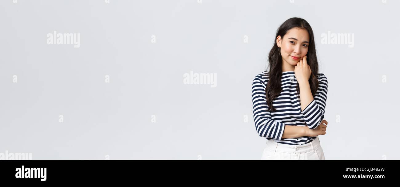 Lifestyle, people emotions and casual concept. Gorgeous smiling young ...