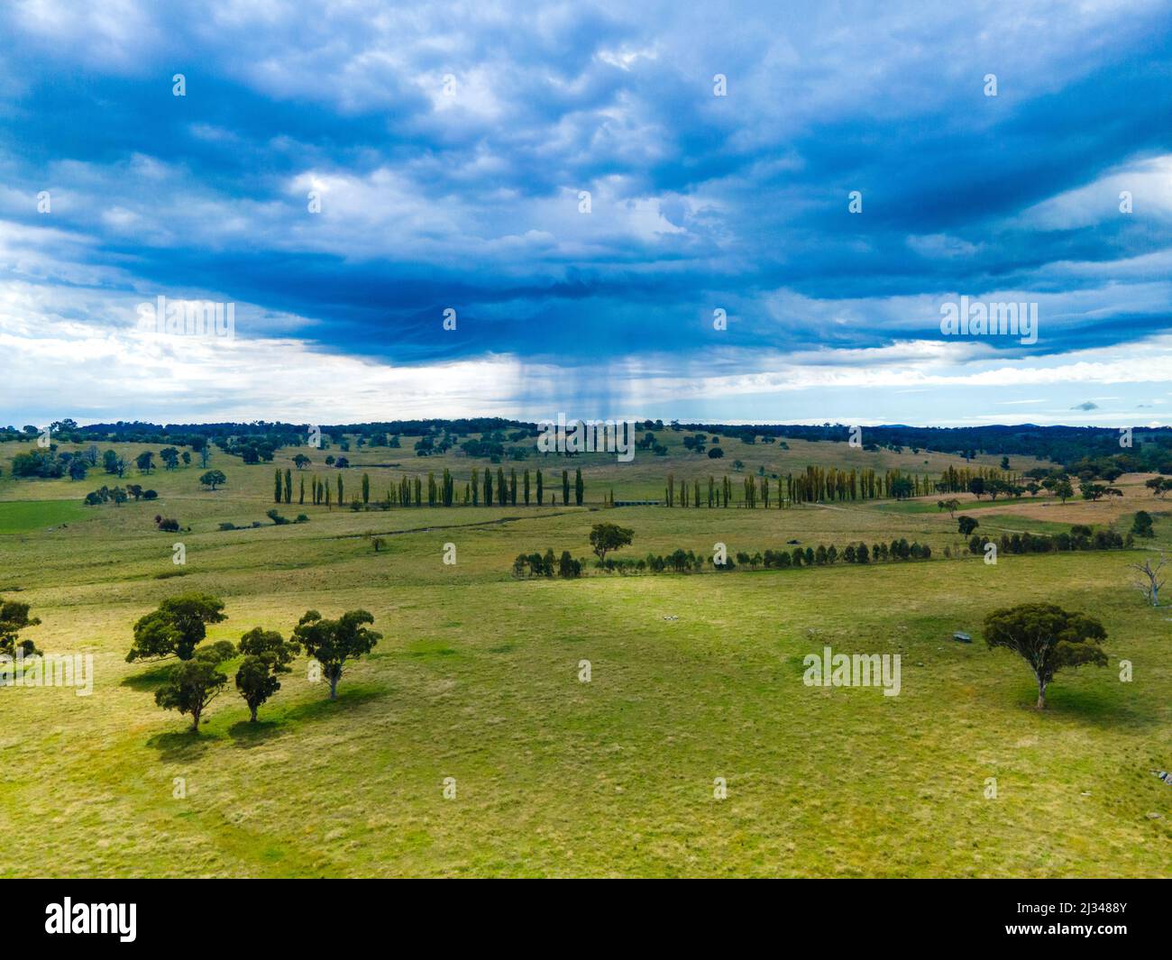 An aerial view of fields and valleys at Wellington Vale, Australi Stock ...
